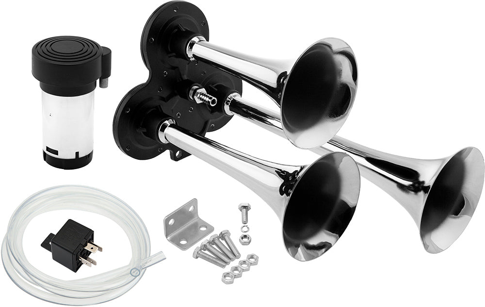 VIXEN HORNS VXH2411C TRIPLE TRUMPET TRAIN AIR HORN KIT CHROME COLOR ...