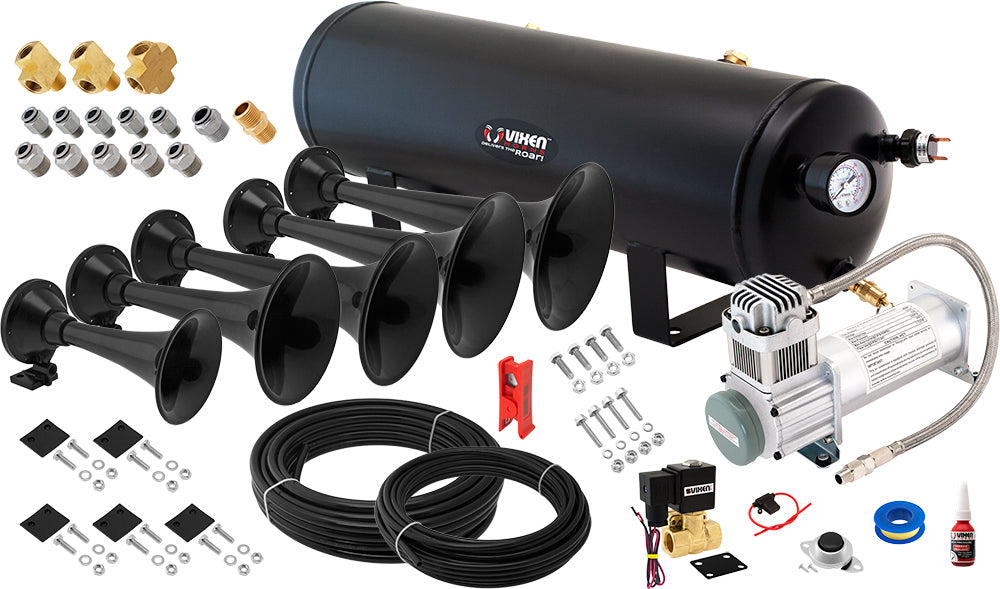 VIXEN HORNS VXO8330/5901B QUINTUPLE TRUMPET ABS TRAIN AIR HORN BLACK ...